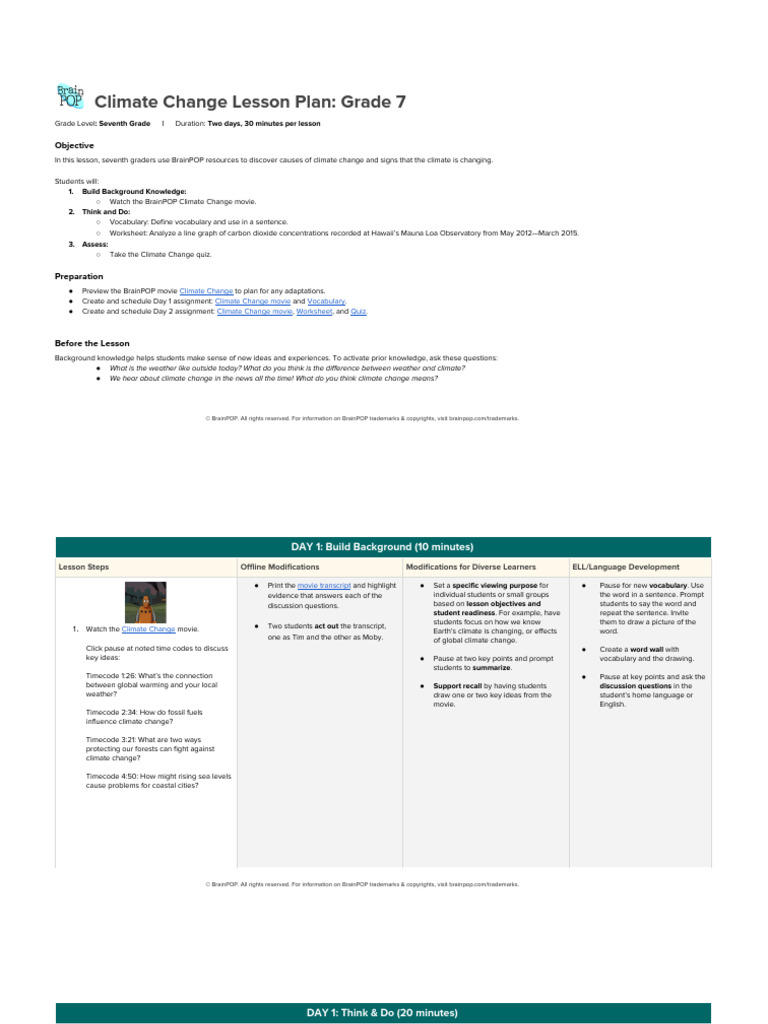 Grade 7 Lesson Plan - Climate Change - FINAL | PDF | Human ...