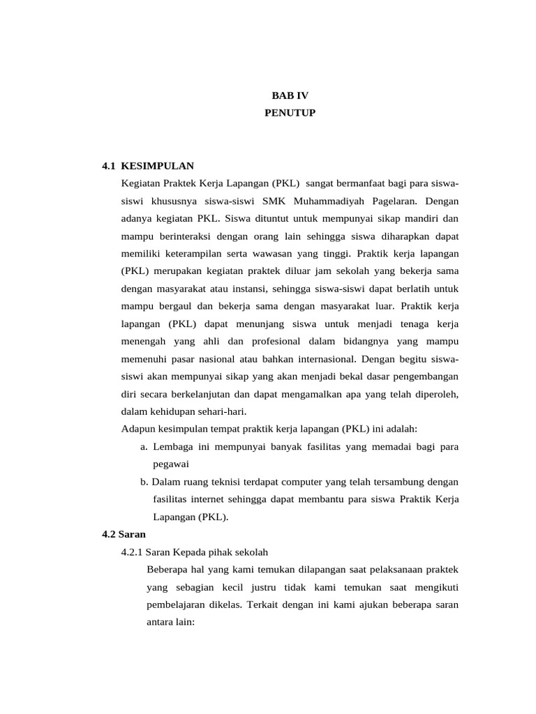 Contoh Bab 4 Penutup | PDF