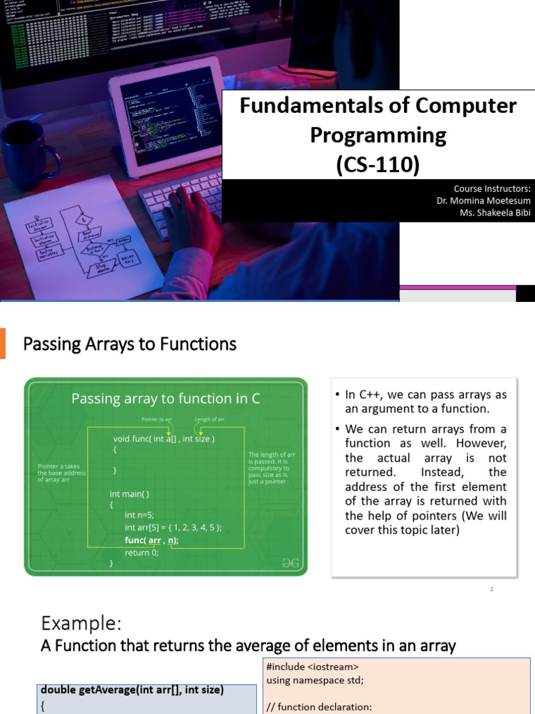 Passing Arrays To Functions | PDF | Object Oriented Programming | C++