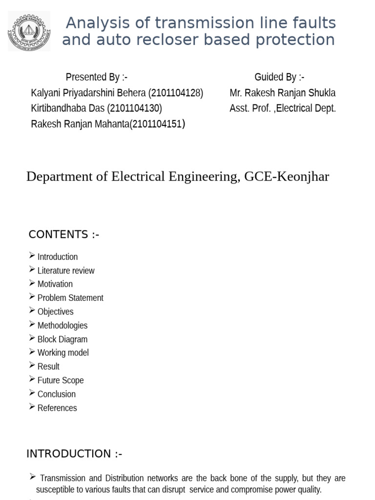 Fault Detection On Power System In Transmisson Line Pdf Electric