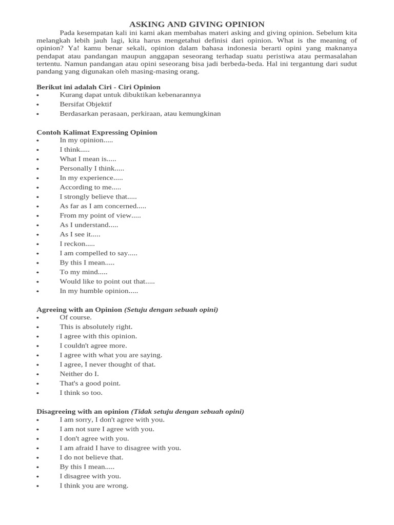 Asking and Giving Opinion | PDF