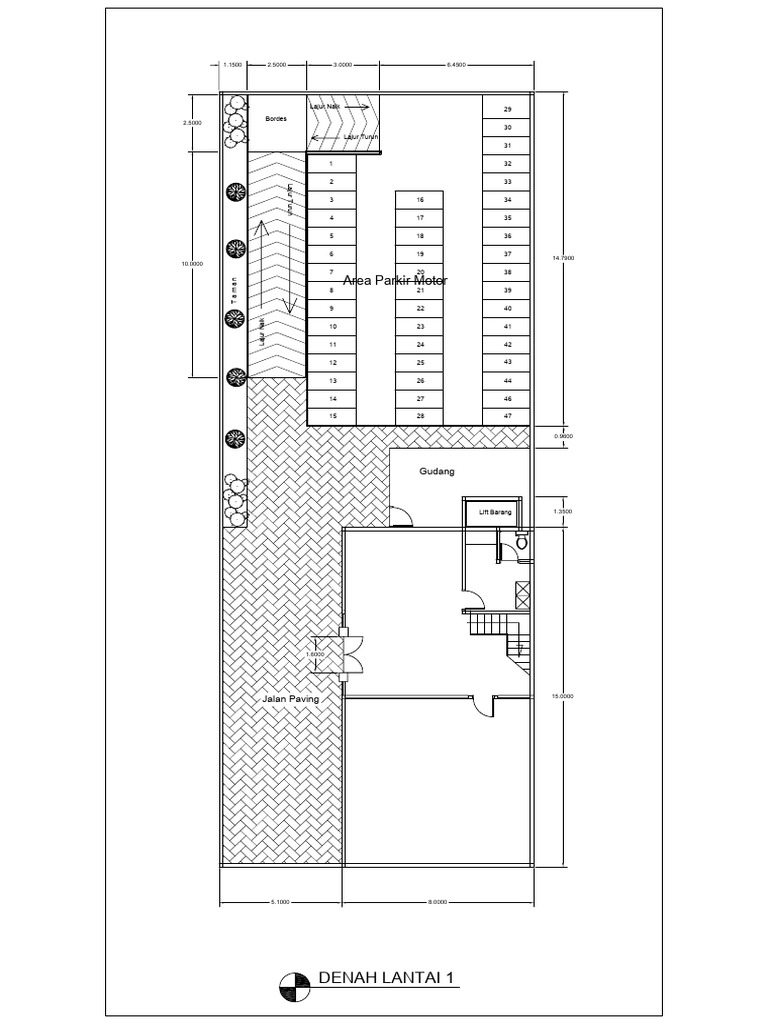 Denah Lantai 1 Dan Tempat Parkir Motor | PDF