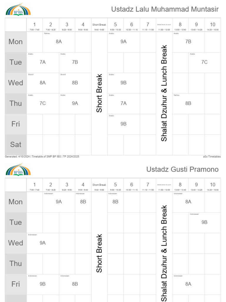 Teacher Timetable 041024 | PDF