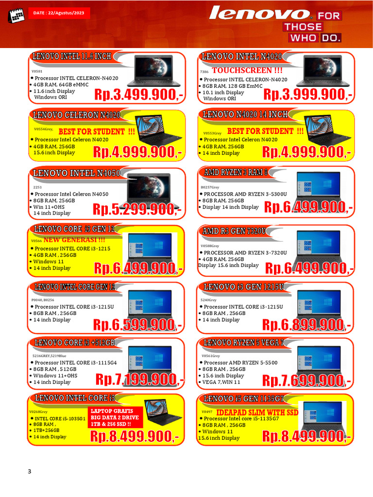 Brosur Lenovo, Dell, 22 Agustus 2023 | PDF | Intel | Integrated Circuit