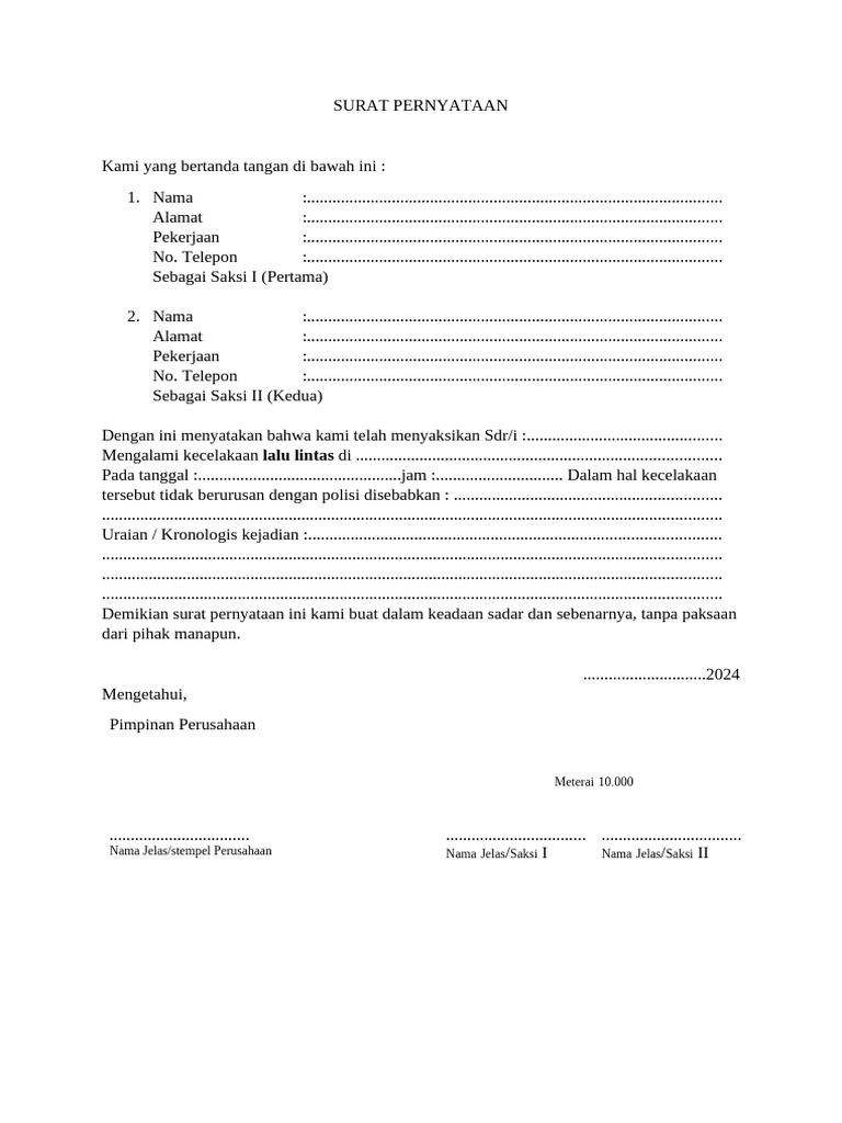 Surat Pernyataan Saksi | PDF