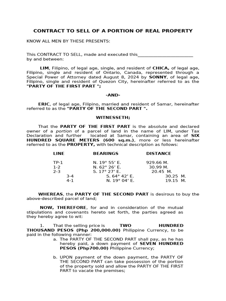 Contract To Sell - Lim-Eric | PDF | Private Law | Common Law