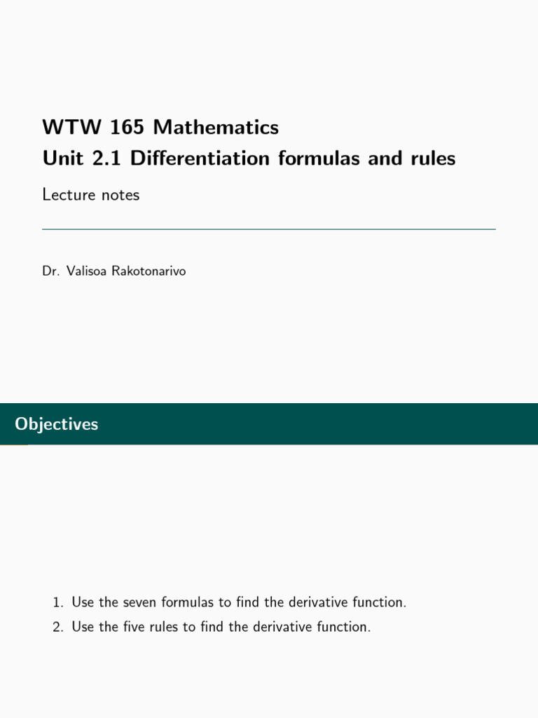 Unit2 1 | PDF | Derivative | Trigonometric Functions