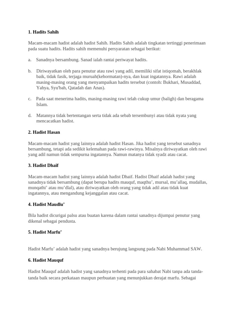 Macam Macam Hadits | PDF