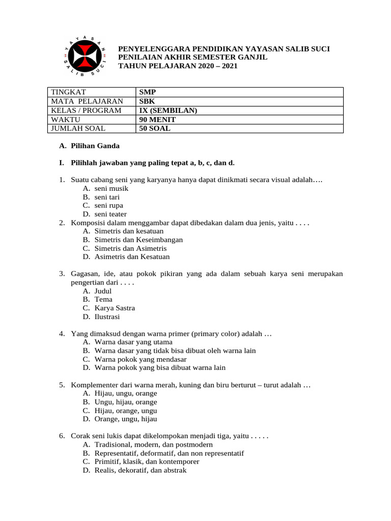 Soal PAS SBK Kelas IX | PDF