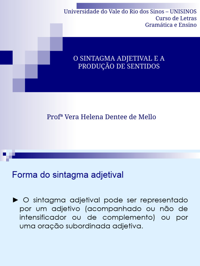 O Sintagma Adjetival e A Produção de Sentidos | PDF | Adjetivo ...