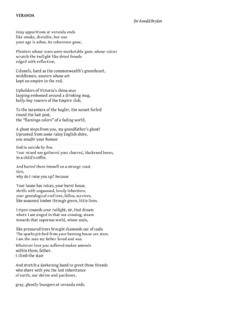 Veranda Derek Walcott | PDF