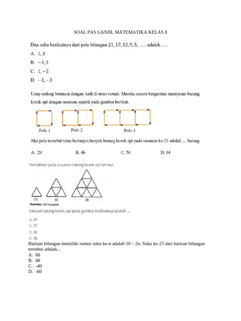 Soal Pas Ganjil Matematika Kelas 8 | PDF
