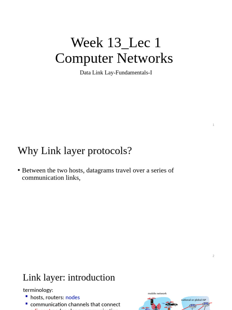 Week13 Lec1 DataLinkLayerFundamentals I | PDF | Computer Network | Network Interface Controller