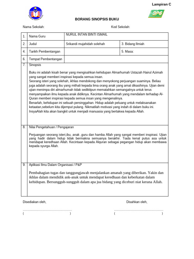 Sinopsis - Bacaan Buku SPLKPM 1 | PDF