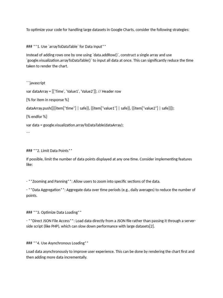 To Optimize Your Code For Handling Large Datasets in Google Charts ...