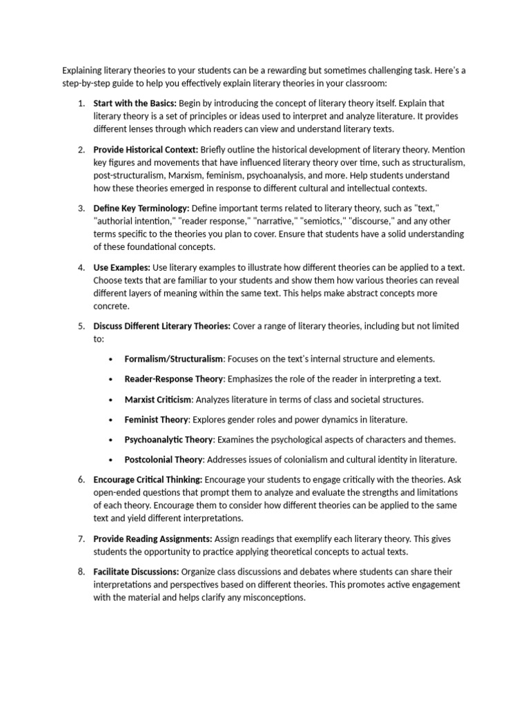 Explaining Literary Theories | PDF | Literary Theory | Theory