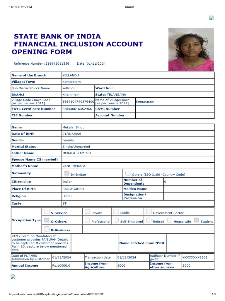 Mekala - Sindhu Acc Form | PDF