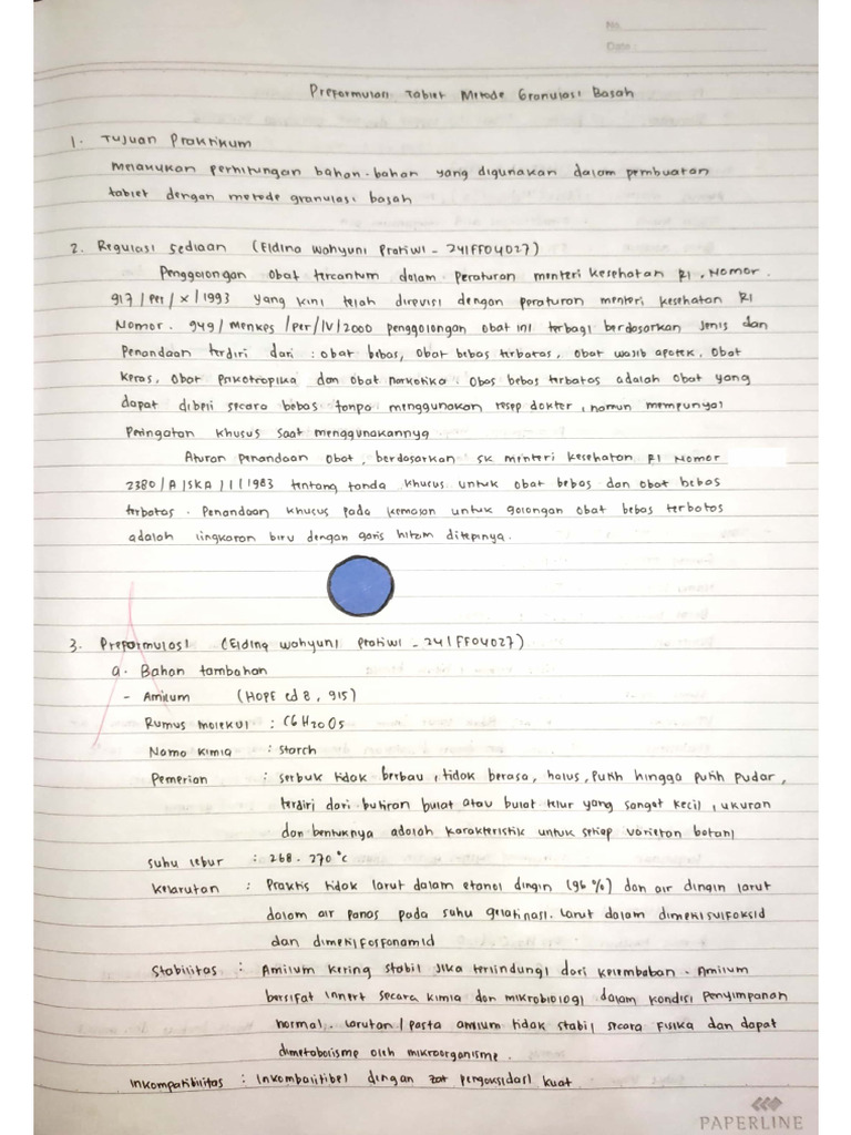 Nora Riana - Gel2 - Kel2 - Preformulasi Tablet Granulasi Basah | PDF