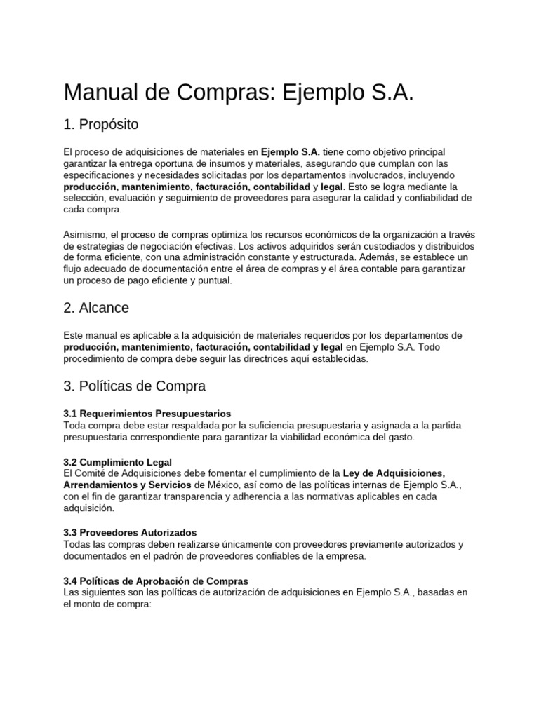 Manual de Compras en Ejemplo S.A. | PDF | Contabilidad | Business