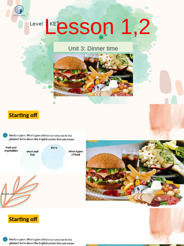 Dinner Time Vocabulary and Activities | PDF | Hamburgers | Foods