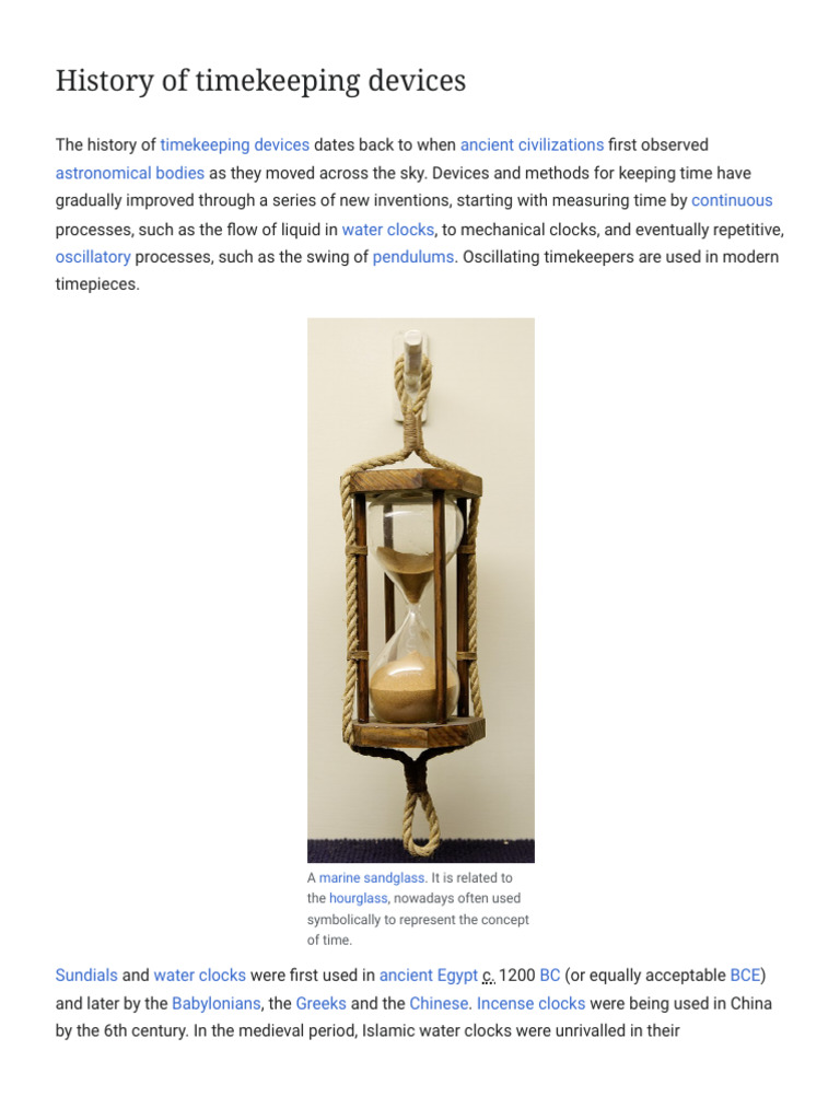 History of Timekeeping Devices - Wikipedia | PDF | Clock | Pendulum