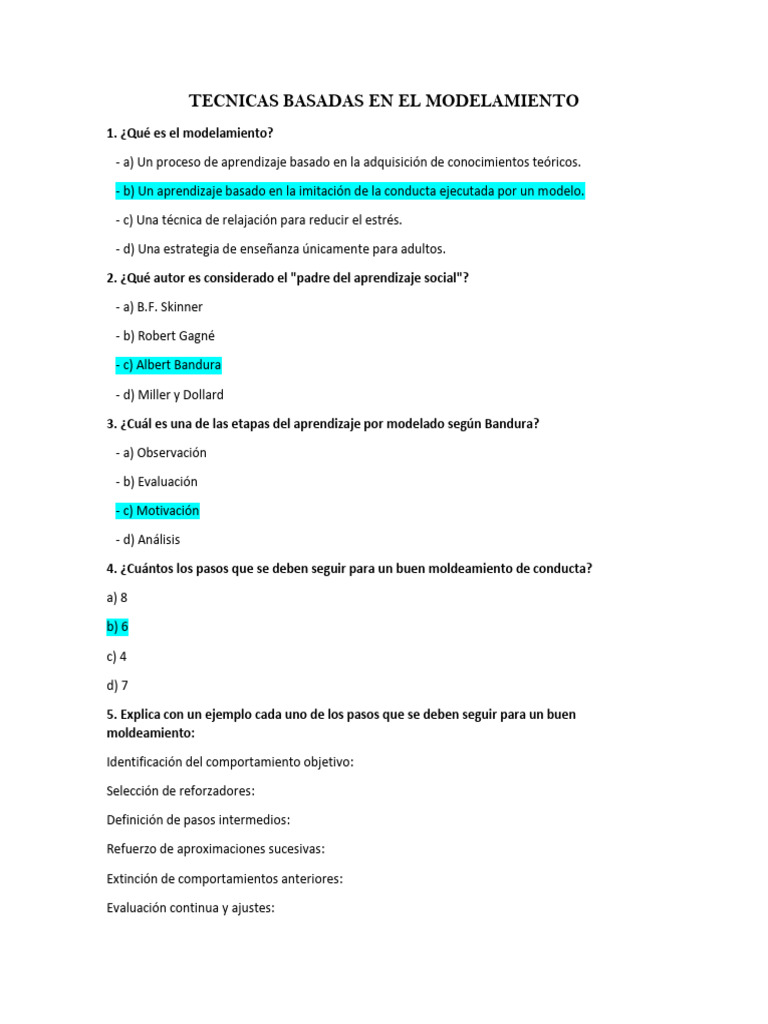 TECNICAS BASADAS EN EL MODELAMIENTO Preguntas | PDF | Crecimiento ...