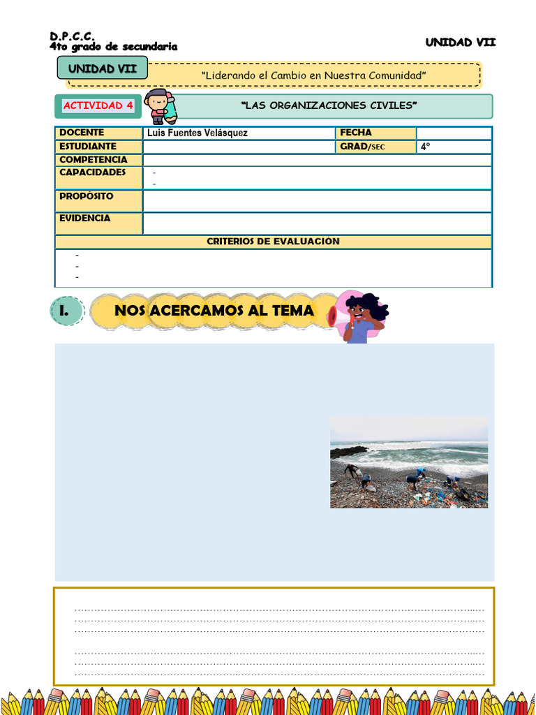 4° DPCC - Actv.04-Uni.7 2024 | PDF | Organización no gubernamental | Comunidad