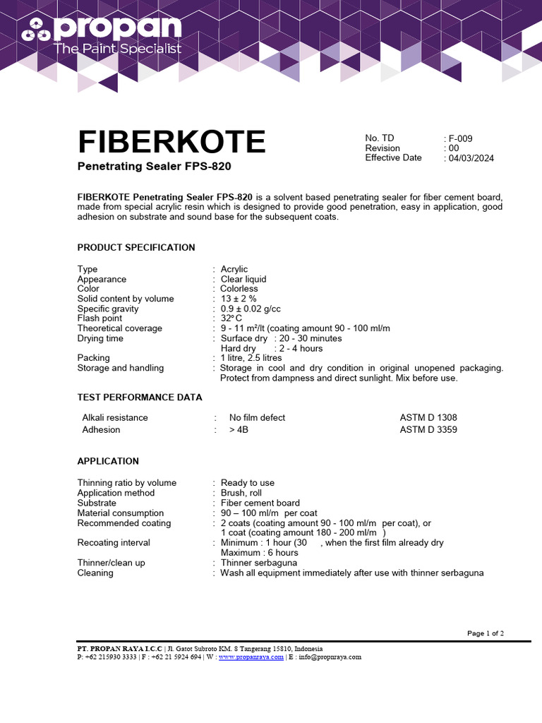 FIBERKOTE-FPS-820 | PDF | Coating | Acrylic Paint