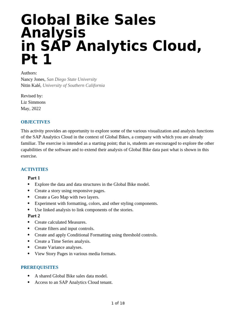 SAP Analytics Cloud: Global Bike Sales Analysis | PDF | Gross Margin ...