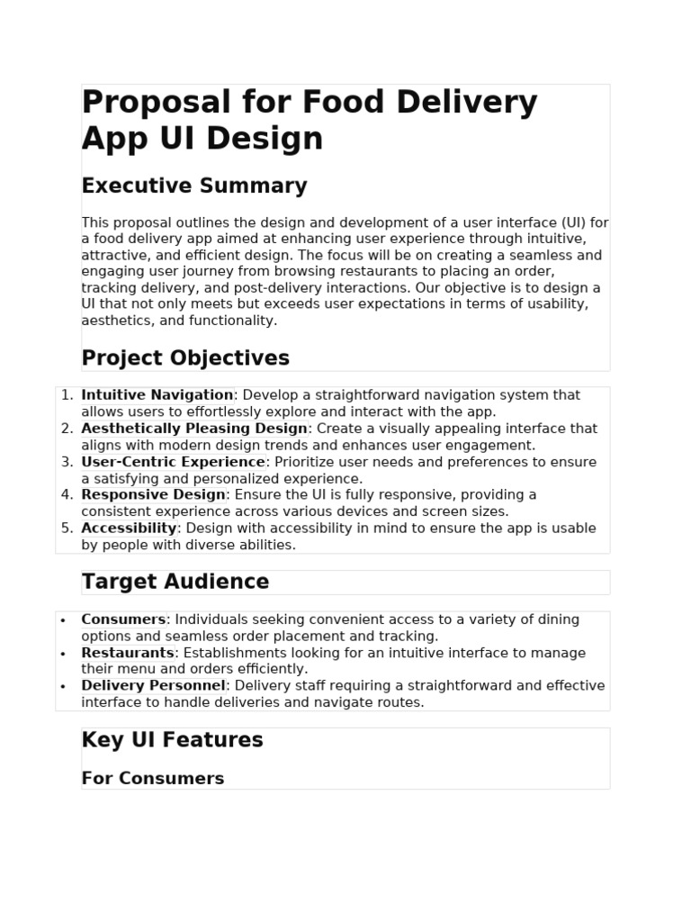 Proposal For Food Delivery App UI Design | PDF | Usability | User Interface