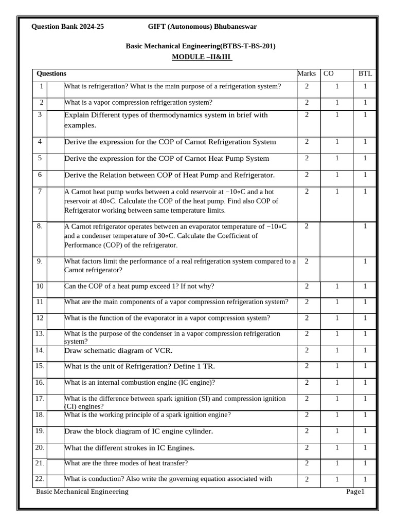 BME Question Bank - (Modular Test-II) | PDF | Engines | Internal ...