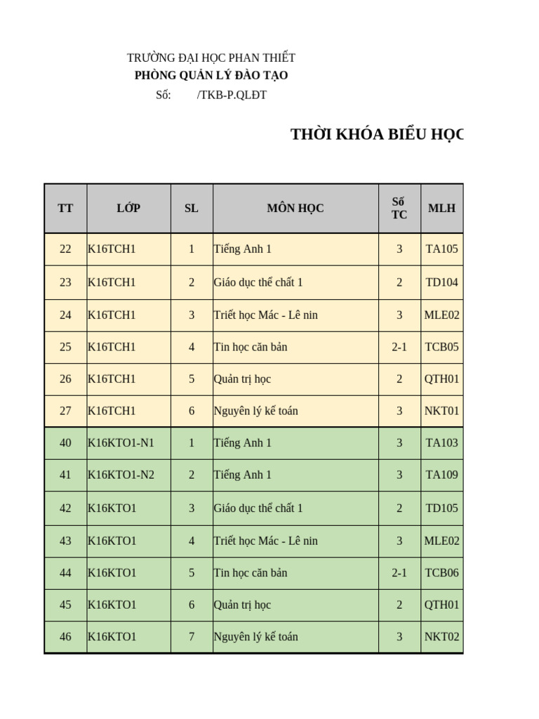 TKB Hki 2024 - 2025 - SV Khoa 2024 | PDF