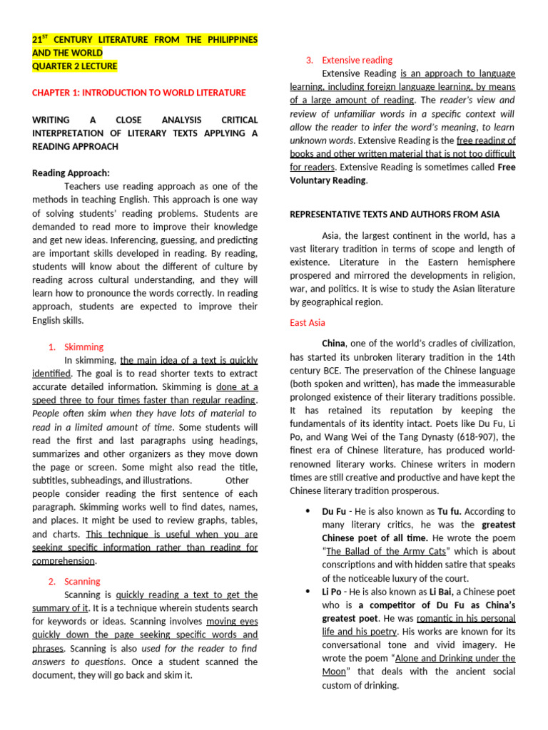 Q2 21ST Lesson1 | PDF | Poetry | African Literature