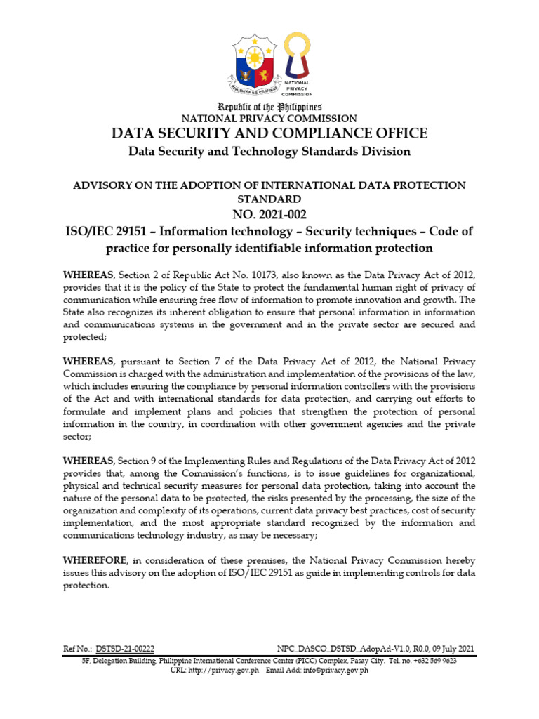 ISO-IEC Standard Adoption ISOIEC 29151 Pcrel | PDF | Information ...