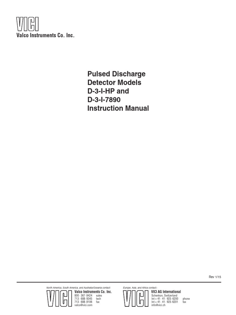 Agilent PDHID Detector Manual | PDF | Gas Chromatography | Argon