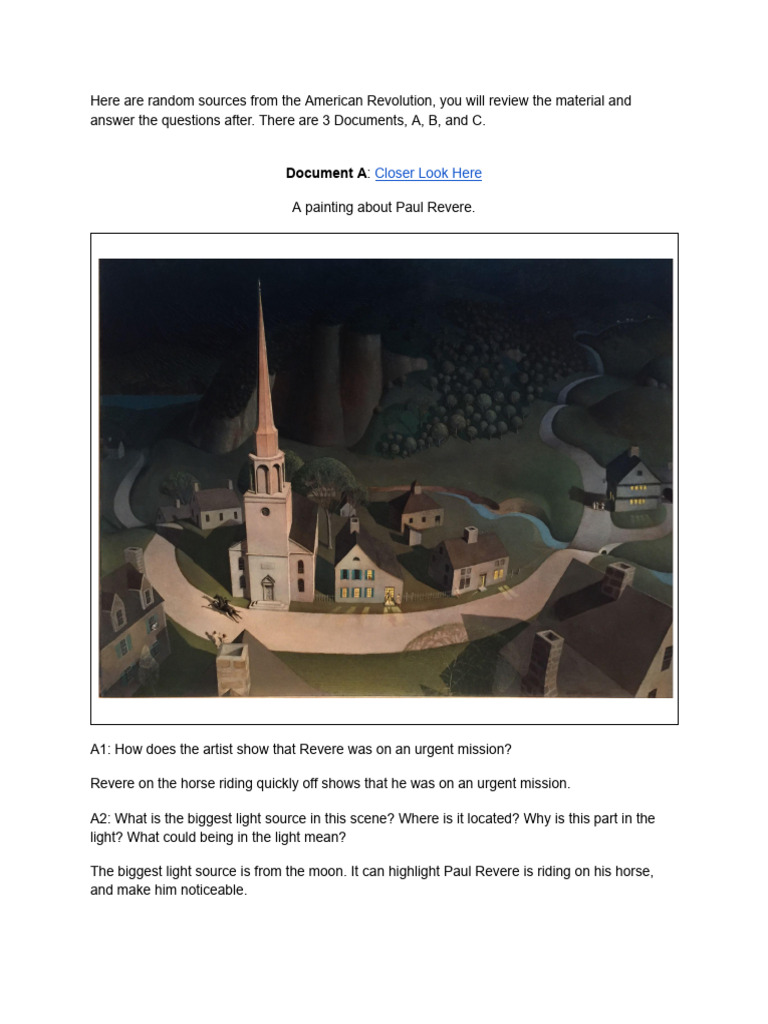 Q1E6 American Revolutionary War DBQ | PDF | Conflicts | Military Operations