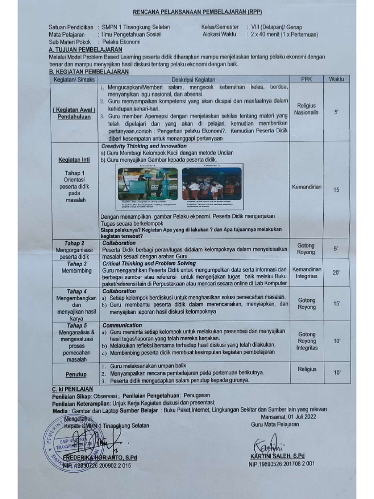 Contoh RPP Kelas Viii SMP | PDF