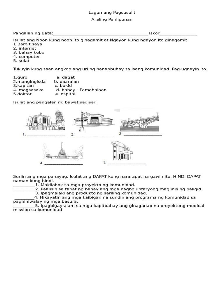 Lagumang Pagsusulit Sa Araling Panlipunan 2nd Quarter | PDF