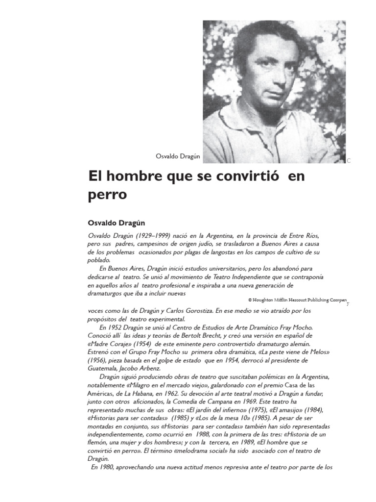 El Hombre Que Se Convirtio en Perro | PDF | Teatro El Hombre Que Se Convirtio en Perro | PDF | Teatro