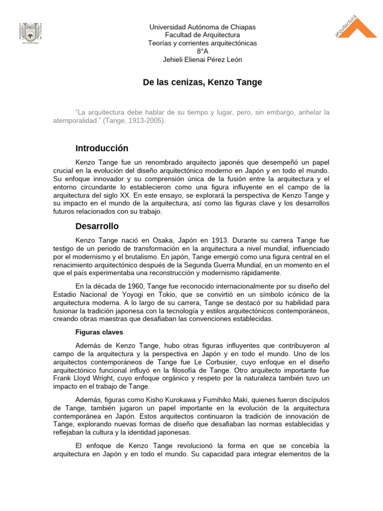 Kenzo Tange | PDF | Japón | Arquitecto