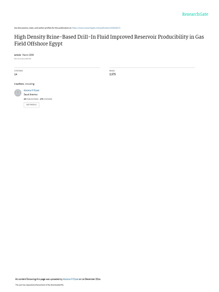 High Density Brine-Based Drill-In Fluid Improved R | PDF | Filtration ...