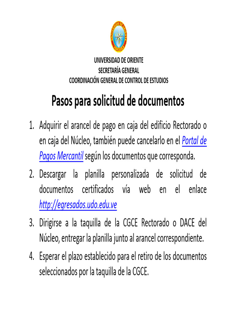Solicitud de Documentos Certificados | PDF
