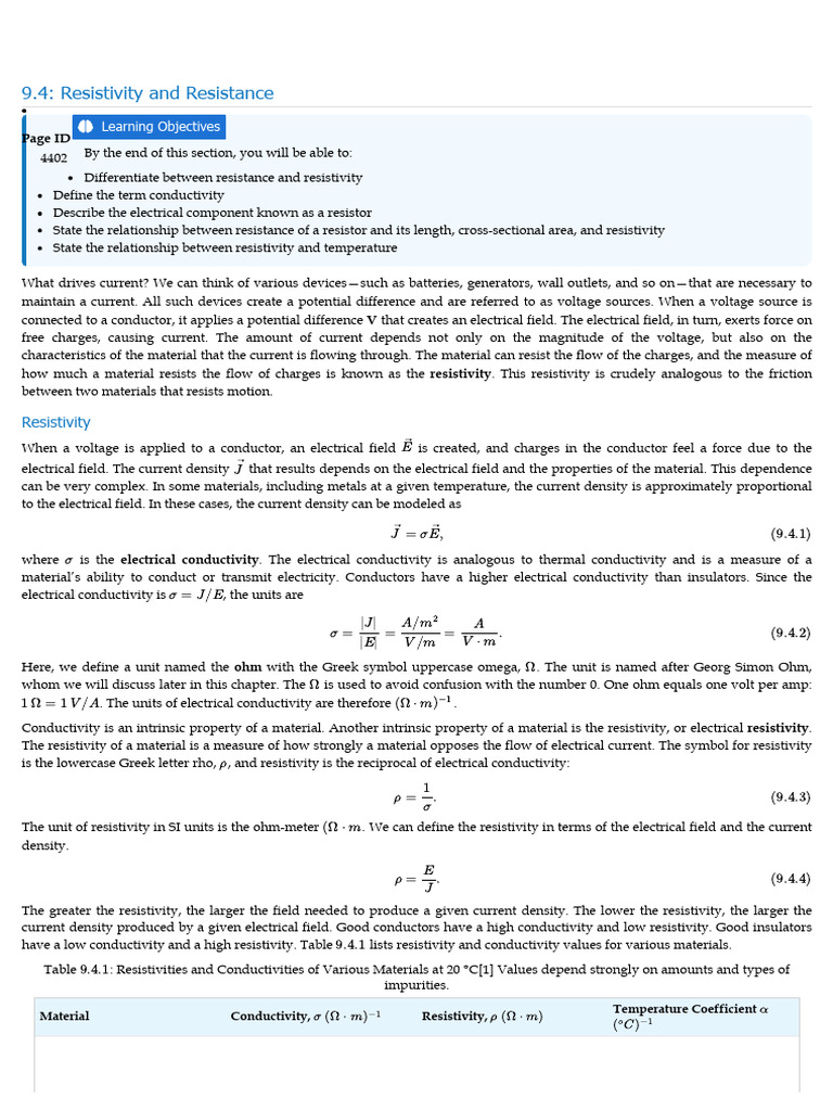 Understanding Resistance and Resistivity | PDF | Electrical Resistivity And Conductivity ...