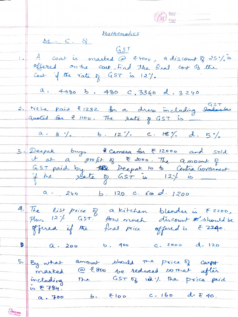 Commercial Maths MCQ Class 10 | PDF | Securities (Finance ...