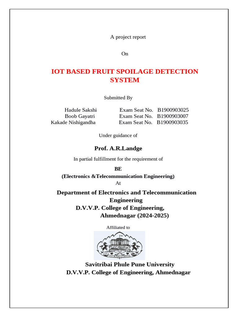Iot Based Fruit Spoilage Detection System Pdf Internet Of Things Supply Chain