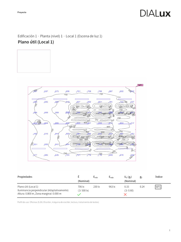 Escena de luz dialux ejemplo para oficina | PDF