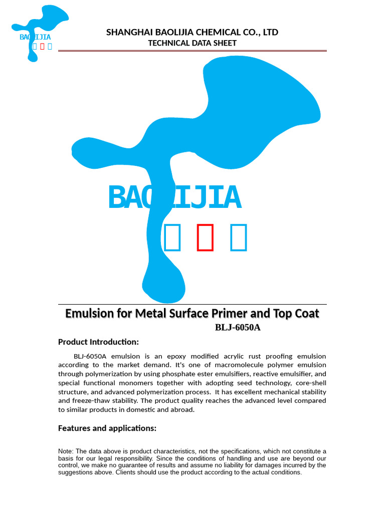 Blj-6050a TDS | PDF | Epoxy | Emulsion