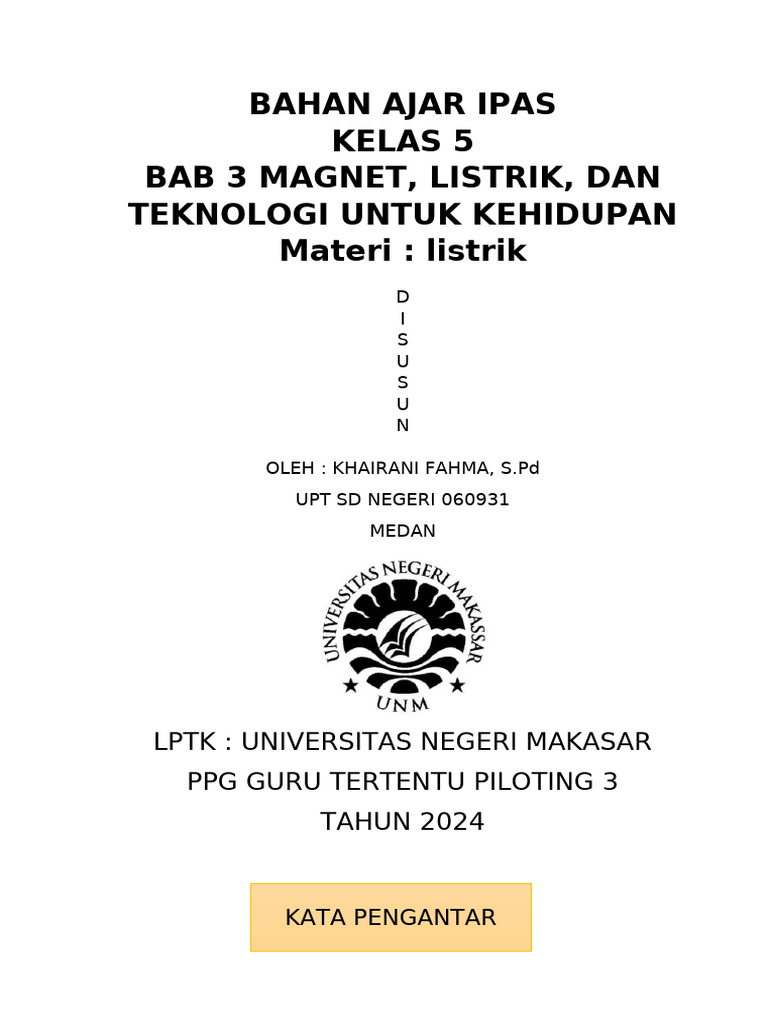 Bahan Ajar Ipas Listrik Rani | PDF