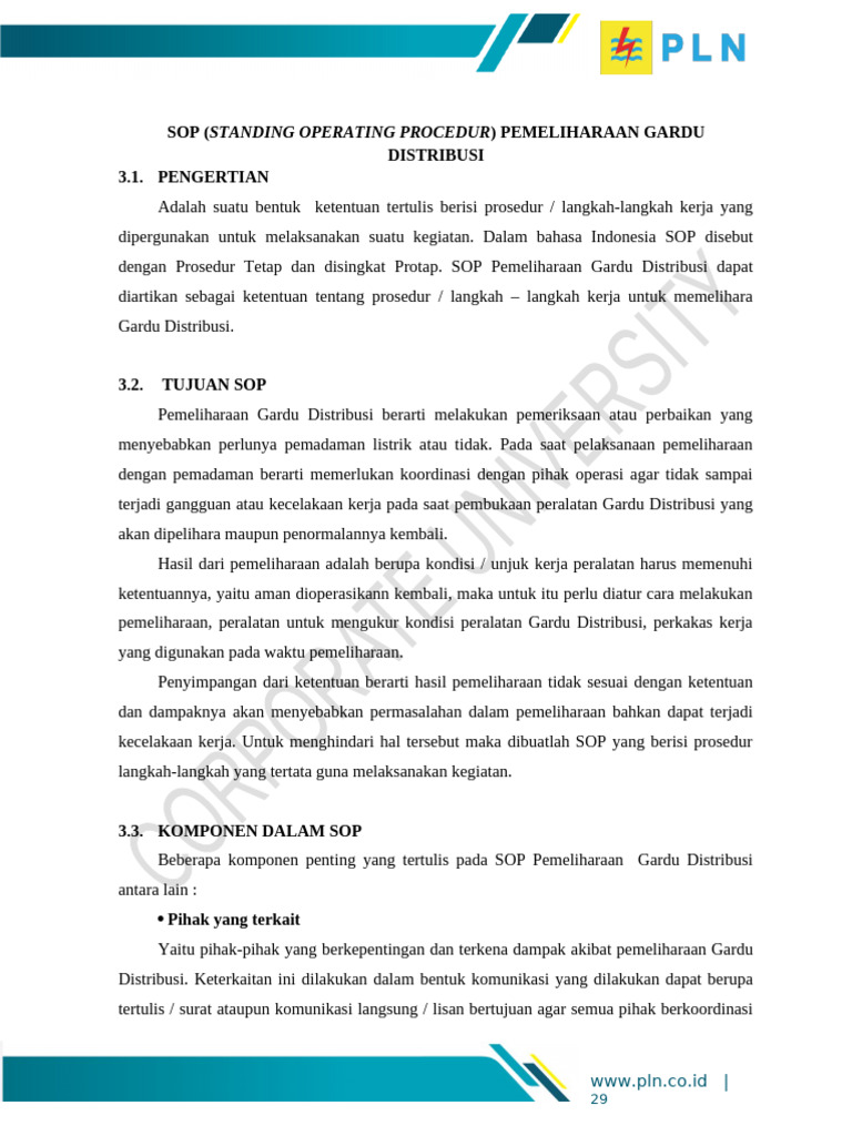 Sop Pemeliharaan Gardu | PDF