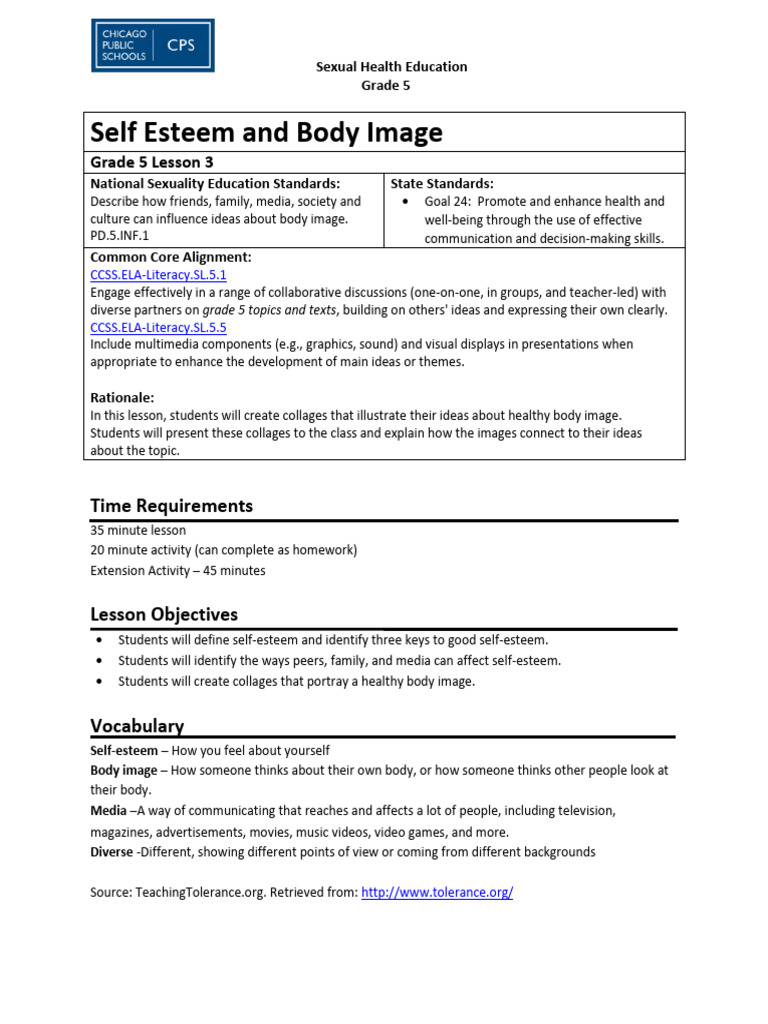 Grade 5: Self-Esteem & Body Image | PDF | Self Esteem | Body Image